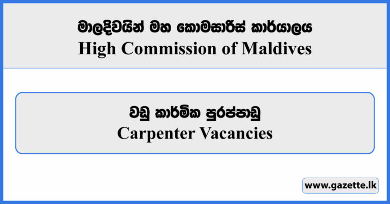 Carpenter - High Commission of Maldives Vacancies 2024 - Gazette.lk