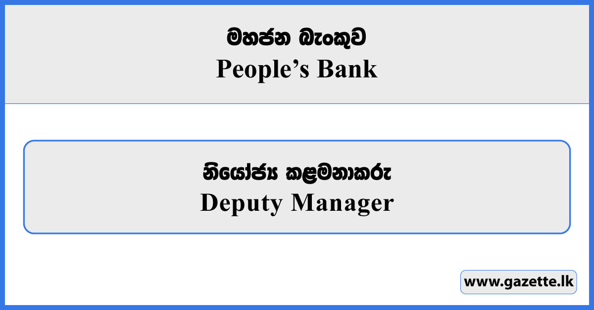 Deputy Manager (Information System Audit) - Peoples Bank Vacancies 2026 ...