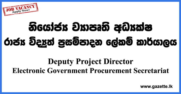 Deputy Project Director - Electronic Government Procurement Secretariat ...