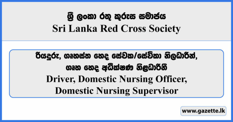 Driver, Domestic Nursing Officer, Domestic Nursing Supervisor - Sri ...