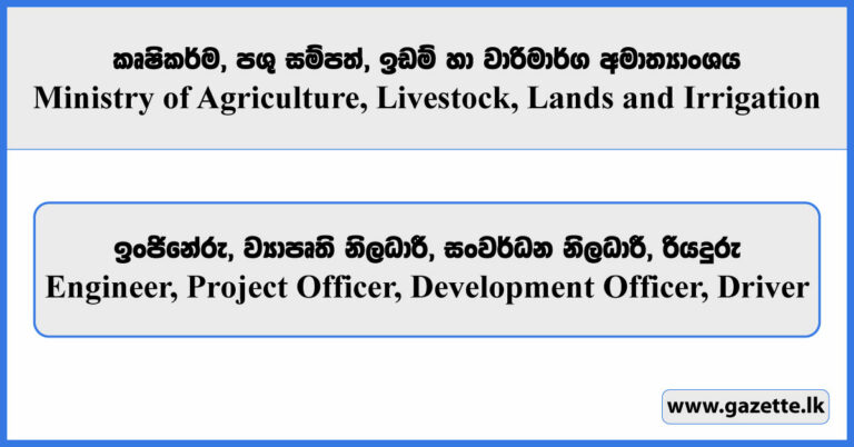 Engineer, Project Officer, Development Officer, Driver - Ministry of ...