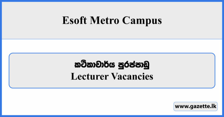 Lecturer (Information Technology) - Esoft Metro Campus Vacancies 2024 ...