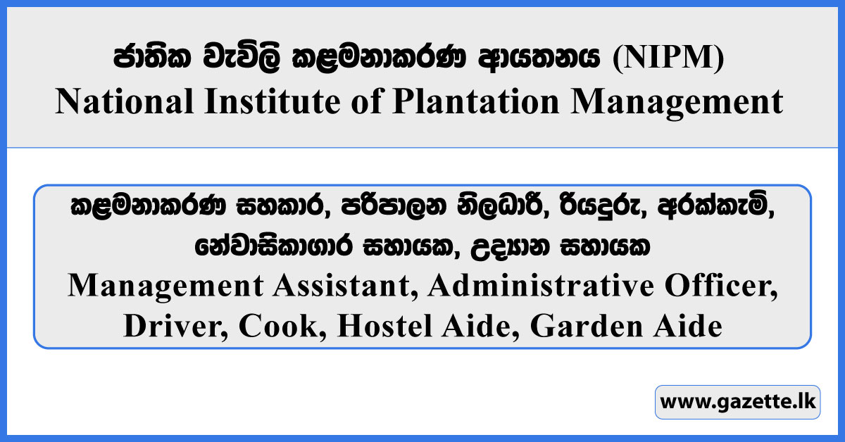 Management Assistant, Administrative Officer, Driver, Cook, Hostel Aide ...