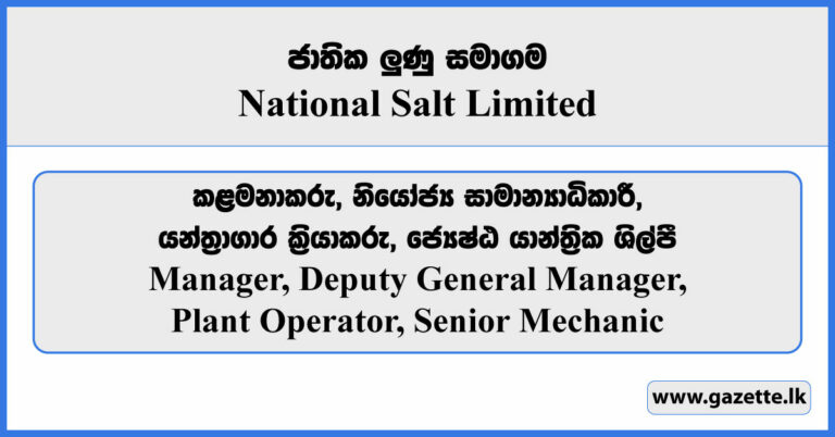 Manager, Deputy General Manager, Plant Operator, Senior Mechanic ...