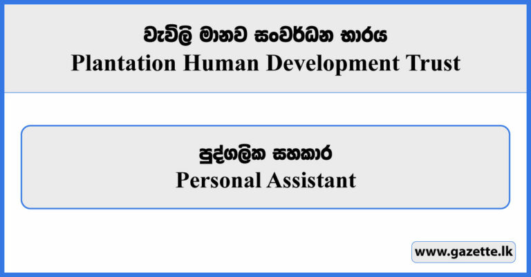 Personal Assistant - Plantation Human Development Trust Vacancies 2025 - Gazette.lk