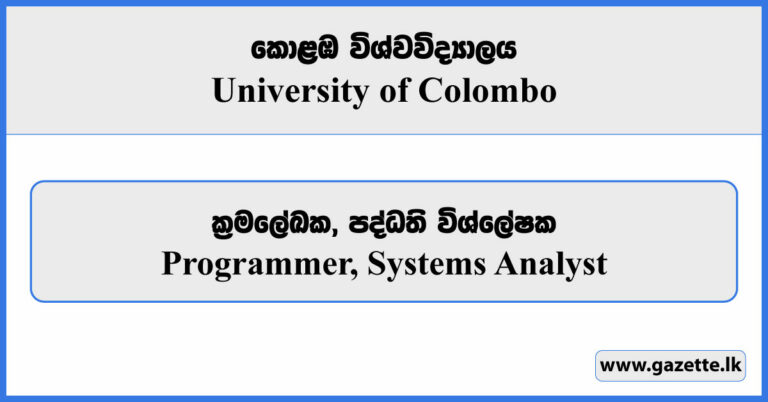 Programmer, Systems Analyst - University of Colombo Vacancies 2024 ...