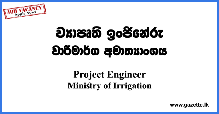 Project Engineer - Ministry of Irrigation Vacancies 2022 - Gazette.lk