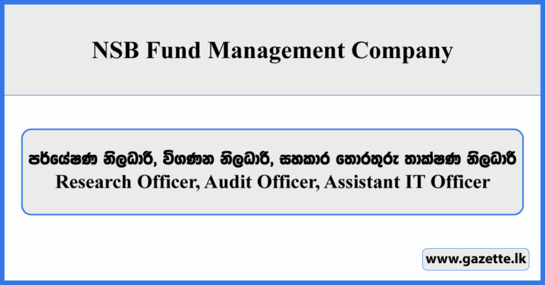 Research Officer, Audit Officer, Assistant IT Officer - NSB Fund ...