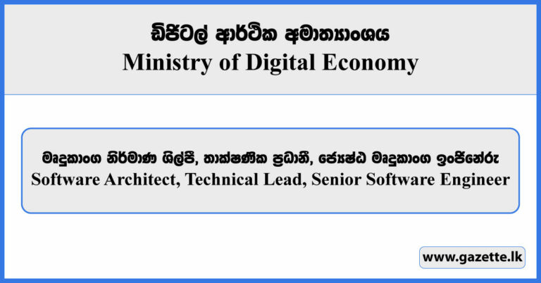 Software Architect, Technical Lead, Senior Software Engineer - Ministry of Digital Economy Job ...