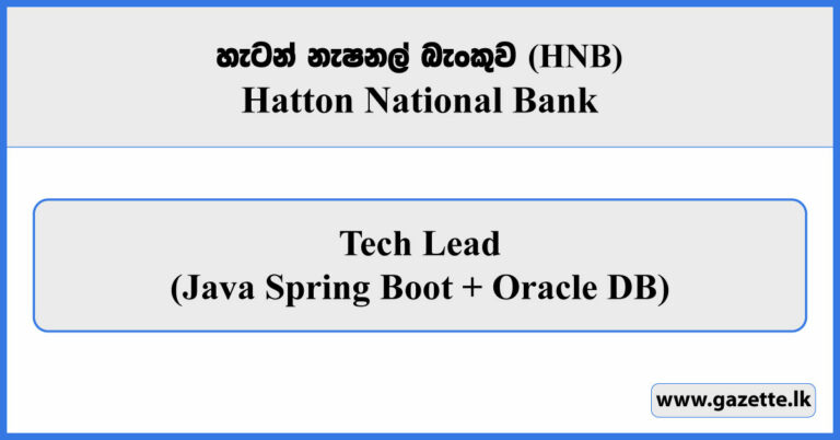 Tech Lead (Java Spring Boot + Oracle DB) - HNB Vacancies 2026 - Gazette.lk