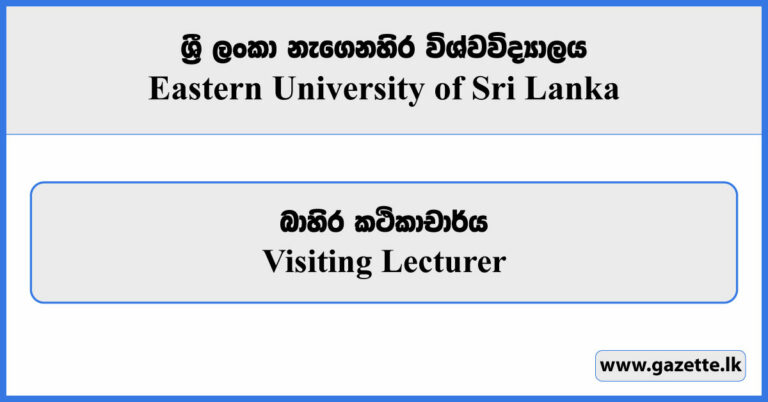 Visiting Lecturer - Eastern University of Sri Lanka Job Vacancies 2025 ...