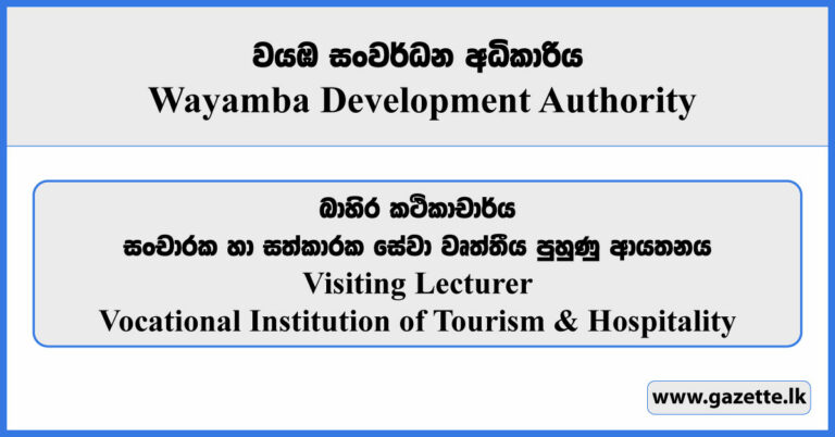 Visiting Lecturer - Wayamba Development Authority Vacancies 2025 ...
