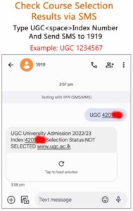 UGC Cut-off Marks 2022/2023 Course Selection Results via SMS - ugc.ac.lk - Gazette.lk