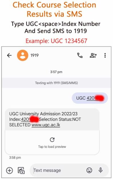 UGC Cut-off Marks 2022/2023 Course Selection Results via SMS - ugc.ac.lk - Gazette.lk